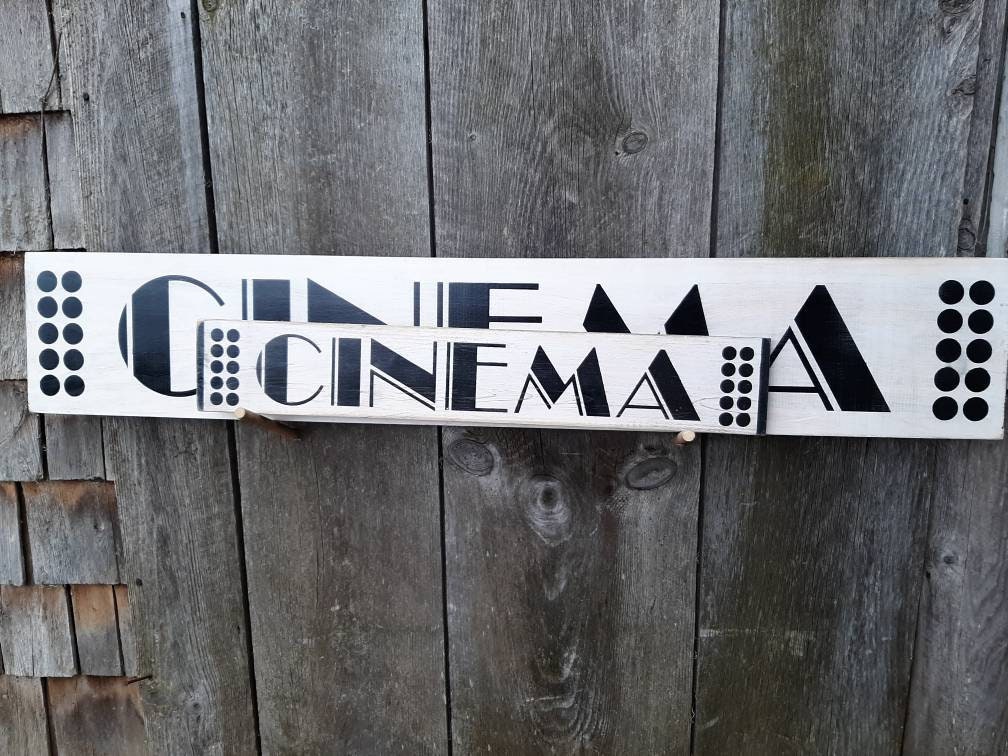 Cinema Sign Wooden Shabby Chic Painted Marquis Marquee Movies | Etsy
