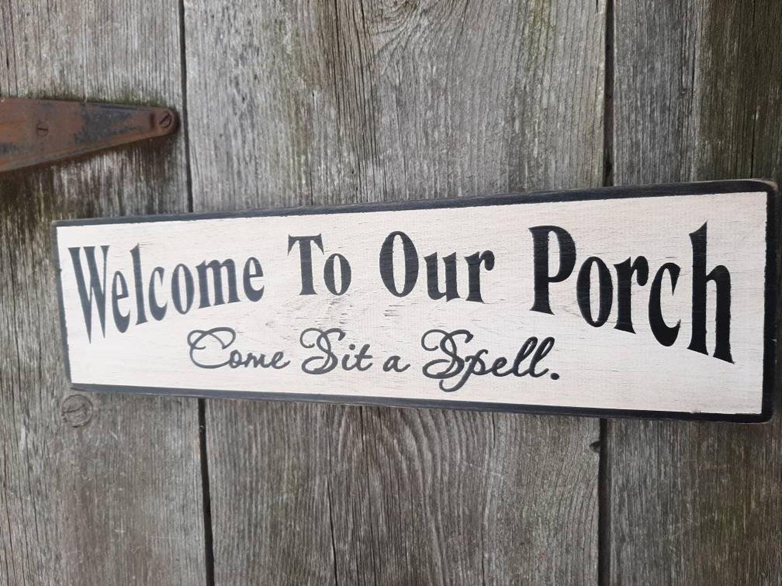 Welcome to Our Porch Come Sit a Spell Sign Wooden Shabby Chic - Etsy