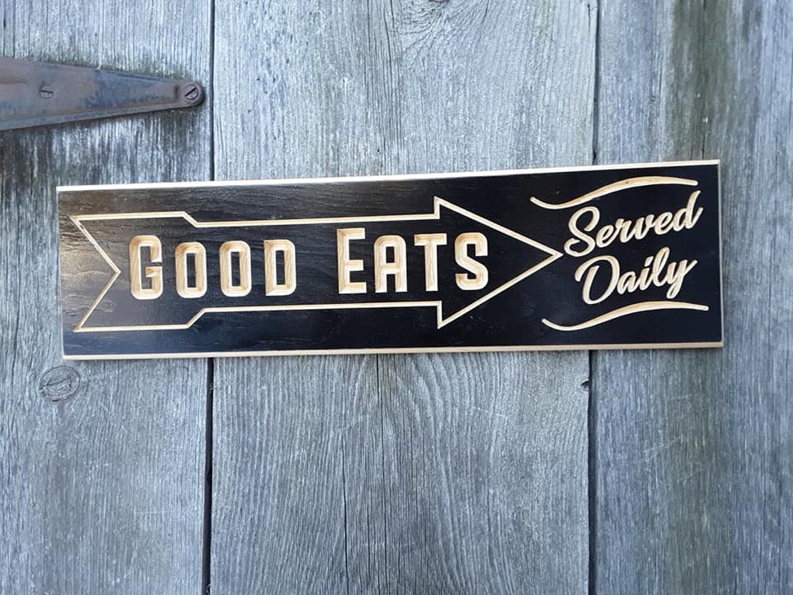 Routed Carved Engraved Painted Wood Sign Good Eats Sign Served | Etsy