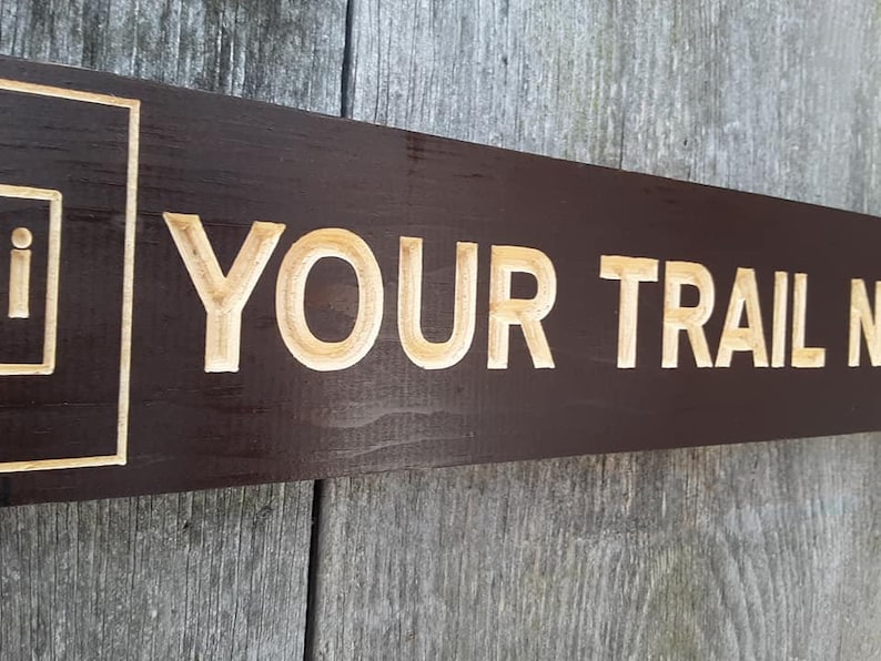 CUSTOM Hiker Trail Hiking Trail Sign Routed Carved Sign Dark Brown With ...