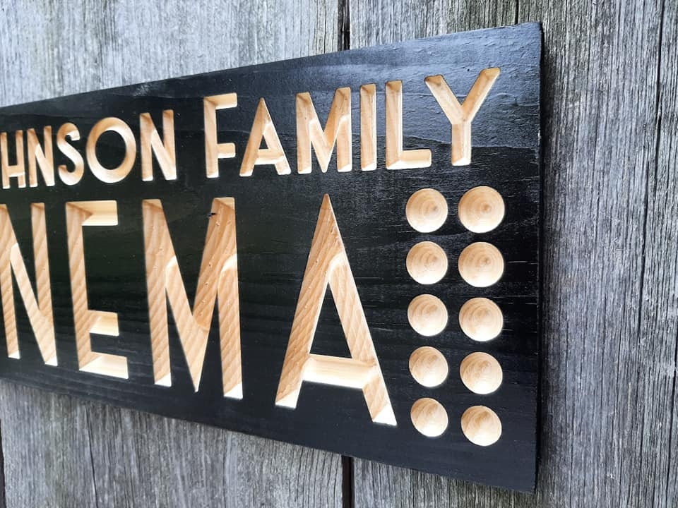 CUSTOM CINEMA Sign Routed Carved Engraved Painted Sign Shabby | Etsy