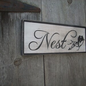 Nest Sign Birds in a Nest Painted Shabby Wooden Sign Cottage Shabby ...