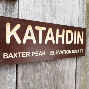 Routed / Carved Replica Mount KATAHDIN Summit Wooden Shabby Primitive ...