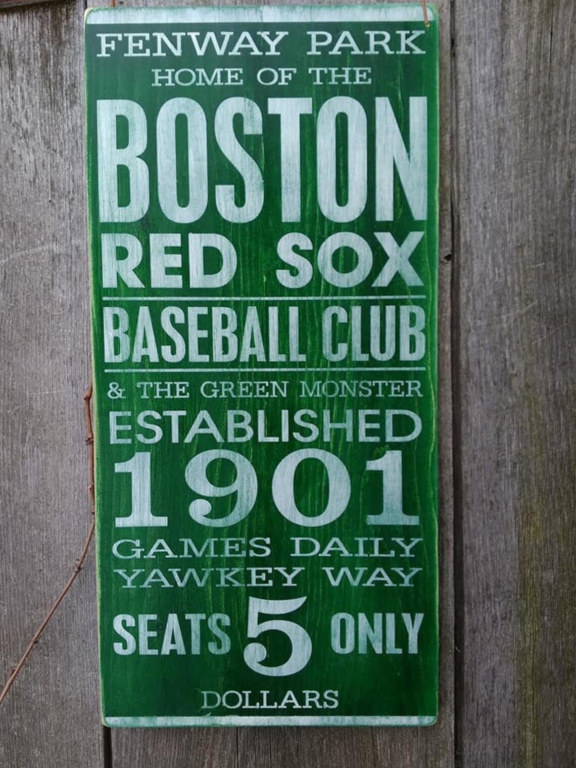 BIG Red Sox Fenway Park Green Monster Painted Wood Sign BIG Boston ...