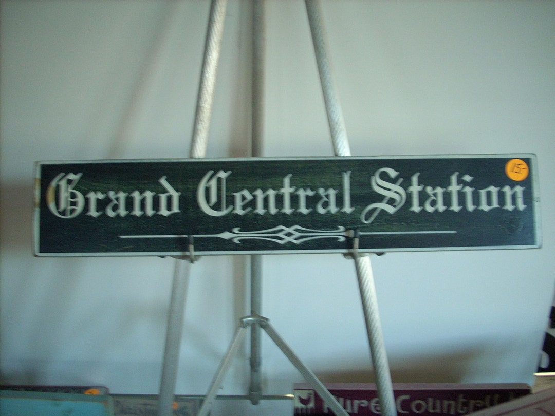Grand Central Station Sign Wooden Painted Chic Shabby Cottage Primitive ...