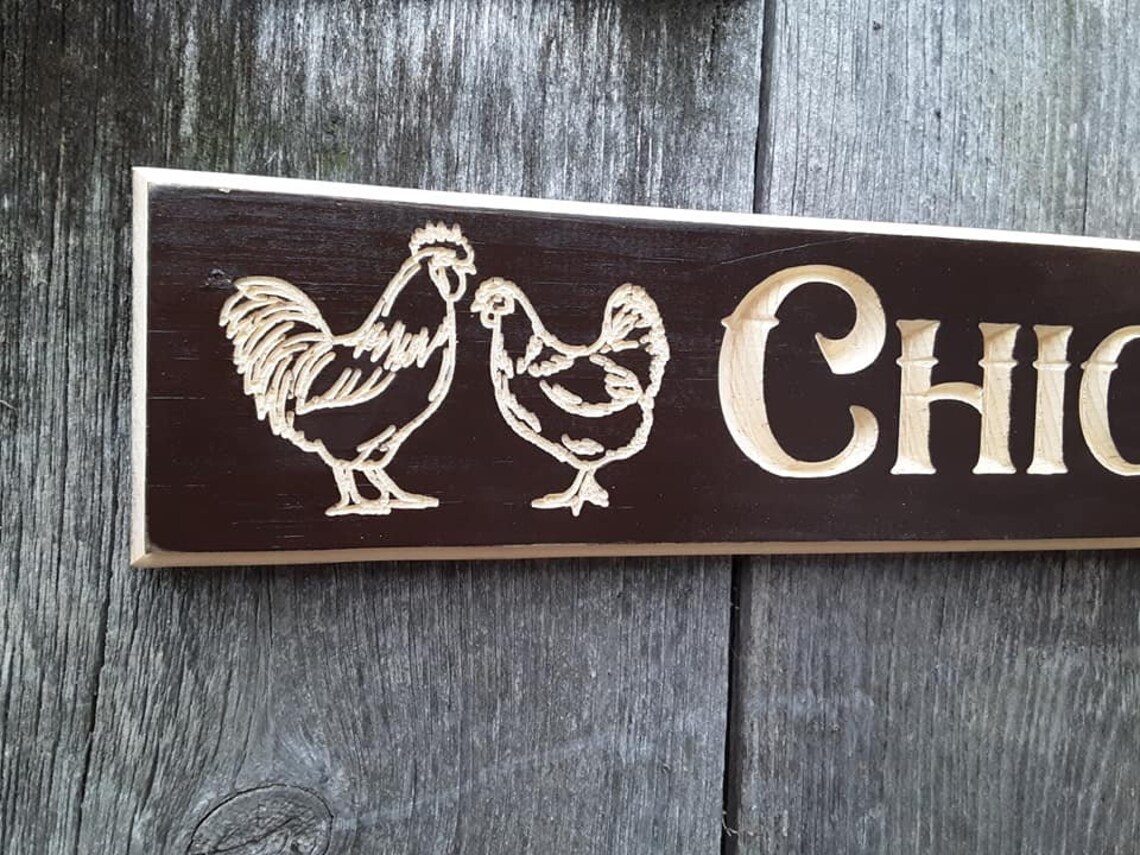 Routed Carved Engraved Chicken Coop Sign Red or Black With - Etsy