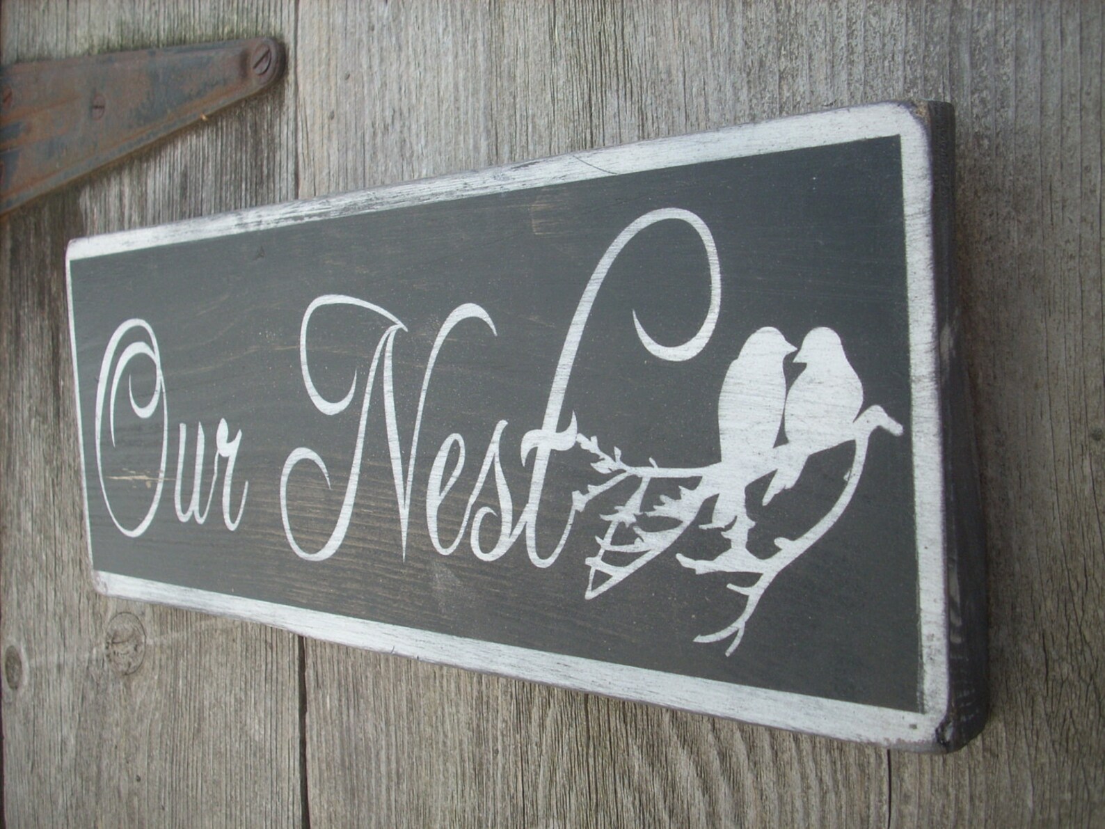 Our Nest Sign Birds in a nest painted Shabby Wooden Sign | Etsy