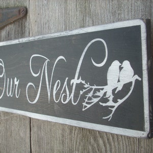 Our Nest Sign Birds in a Nest Painted Shabby Wooden Sign - Etsy