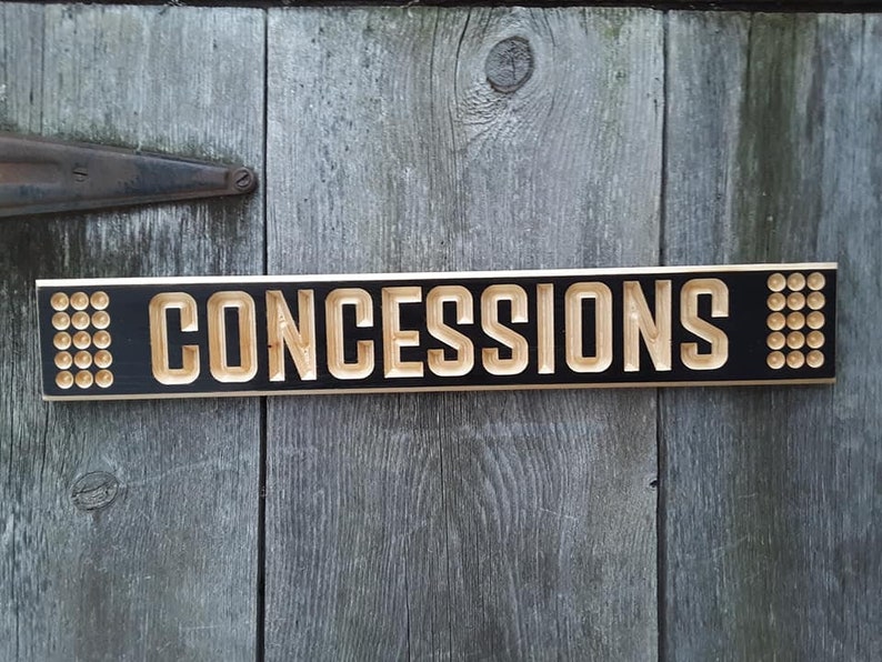 Routed Carved Engraved CONCESSIONS Sign Black With Natural - Etsy