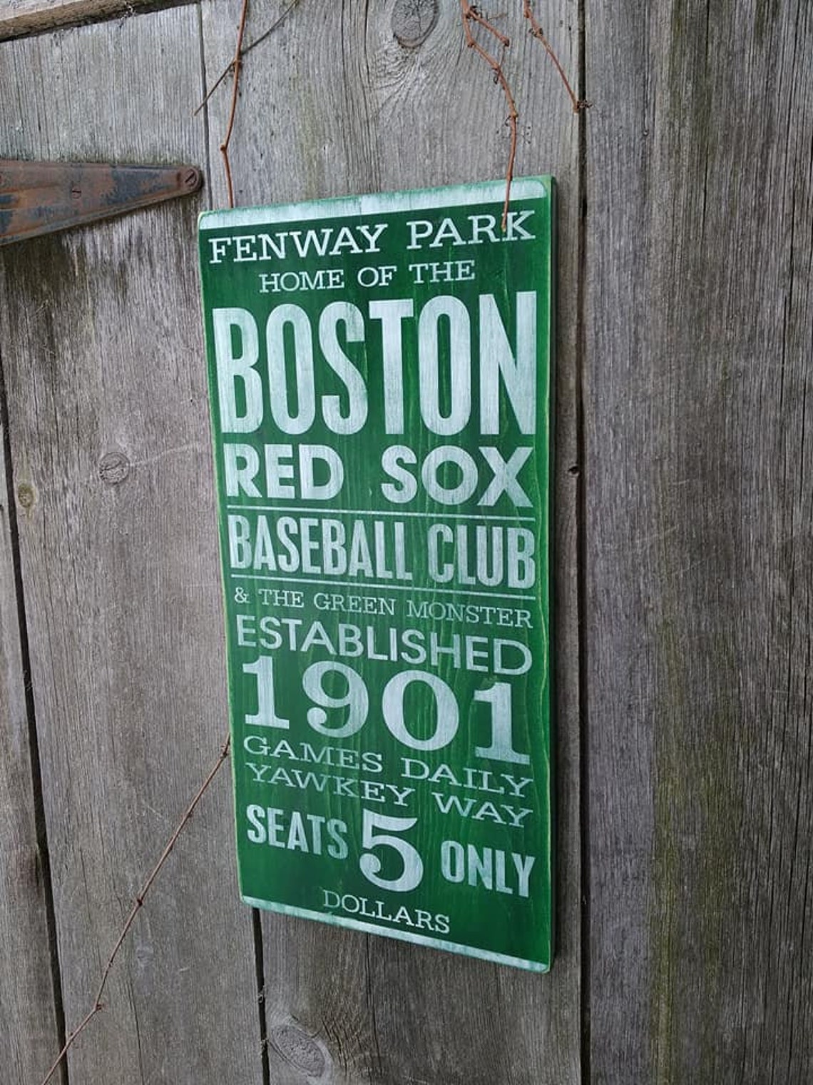BIG Red Sox Fenway Park Green Monster Painted Wood Sign BIG Boston ...