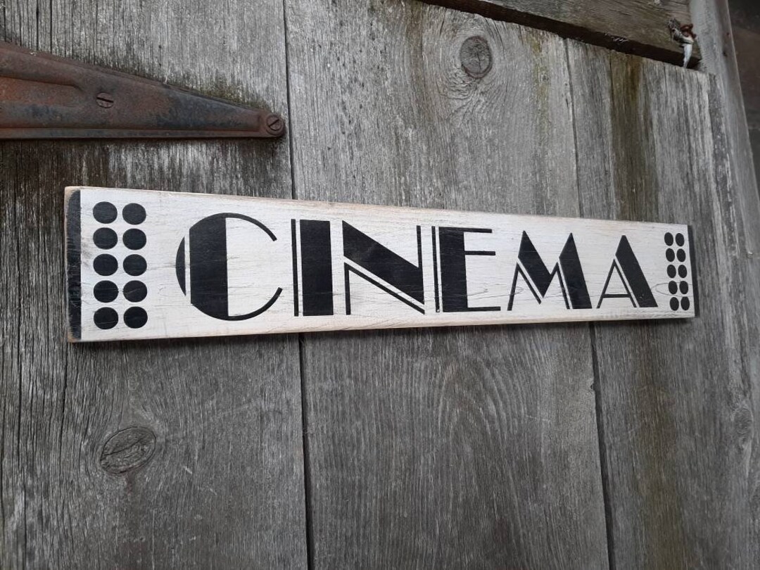 Cinema Sign Wooden Shabby Chic Painted Marquis Marquee Movies Media ...