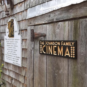 CUSTOM CINEMA Sign Routed Carved Engraved Painted Sign Shabby Chic ...