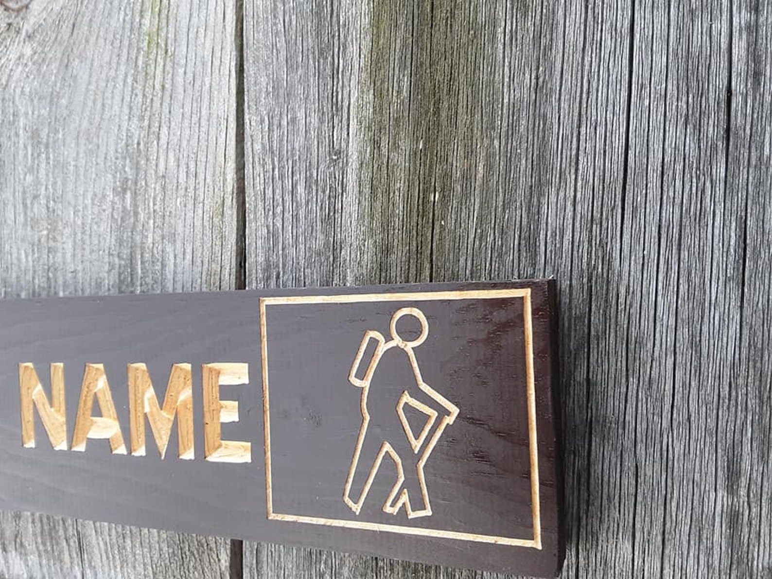 CUSTOM Hiker Trail Hiking Trail Sign Routed Carved Sign Dark Brown With ...