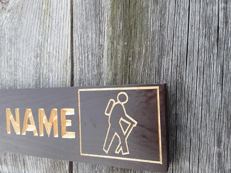 CUSTOM Hiker Trail Hiking Trail Sign Routed Carved Sign Dark - Etsy