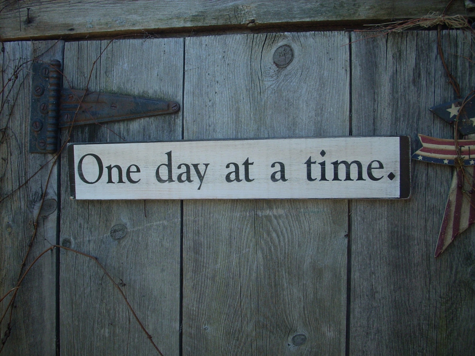 One Day at a Time Shabby Wood Sign Thankful AA Gratitude - Etsy