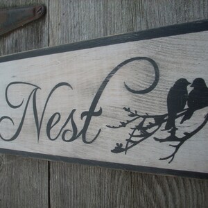 Nest Sign Birds in a Nest Painted Shabby Wooden Sign Cottage Shabby ...