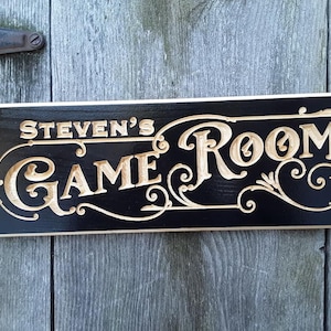 CUSTOM Game Room Sign Routed Carved Engraved Painted Sign Shabby Chic ...