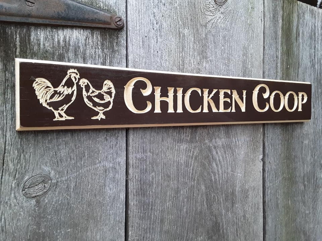 Routed Carved Engraved Chicken Coop Sign Red or Black With Natural ...