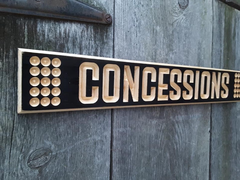Routed Carved Engraved CONCESSIONS Sign Black With Natural - Etsy