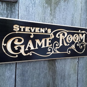CUSTOM Game Room Sign Routed Carved Engraved Painted Sign Shabby Chic ...
