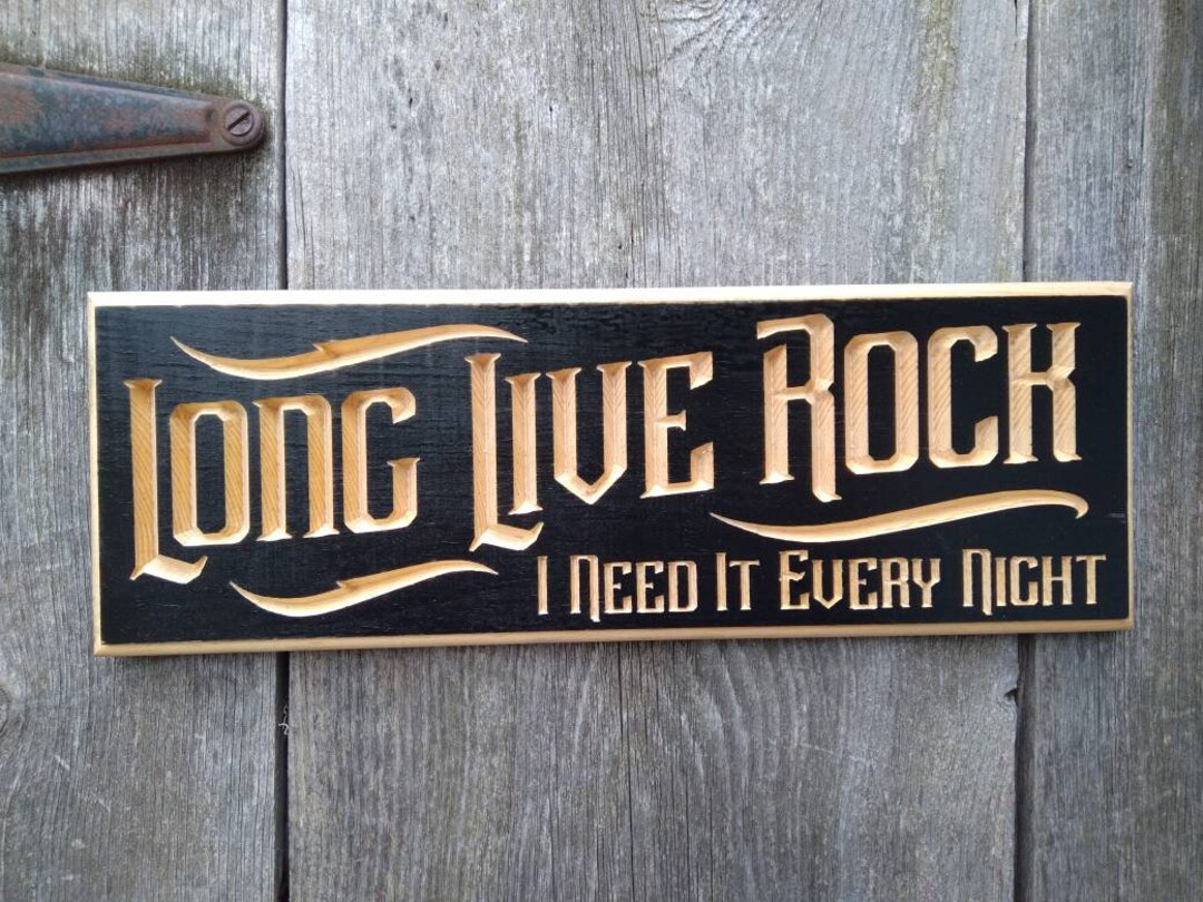 Routed Carved Engraved Sign Long Live Rock the Who Black With Natural ...