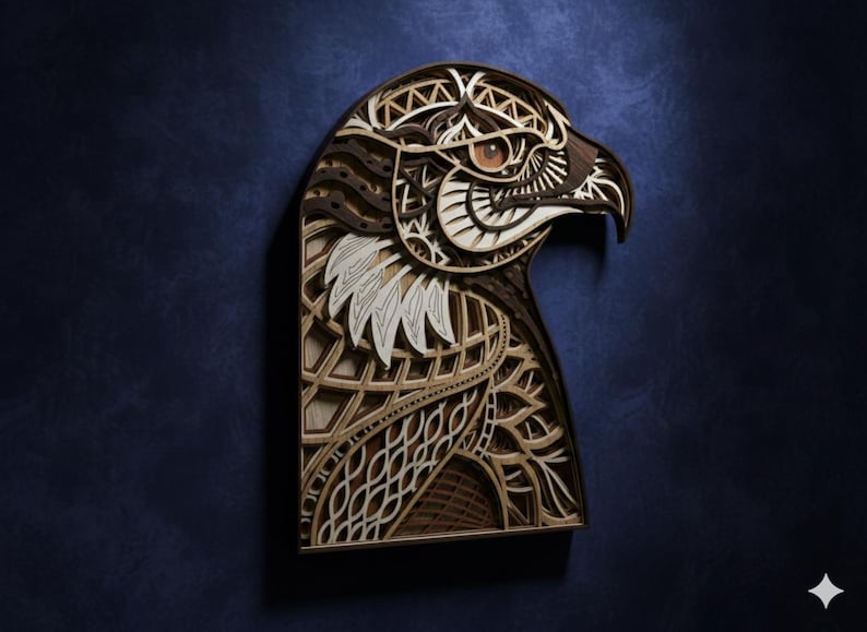 3D Eagle Head Layered Laser Cut File, Multi Layer Eagle SVG, Bald Eagle ...