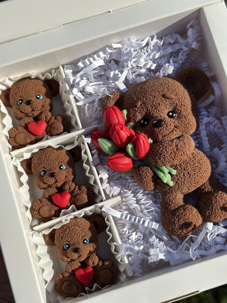 Handmade Belgian Milk Chocolate Teddy Bear Gift Set - Etsy