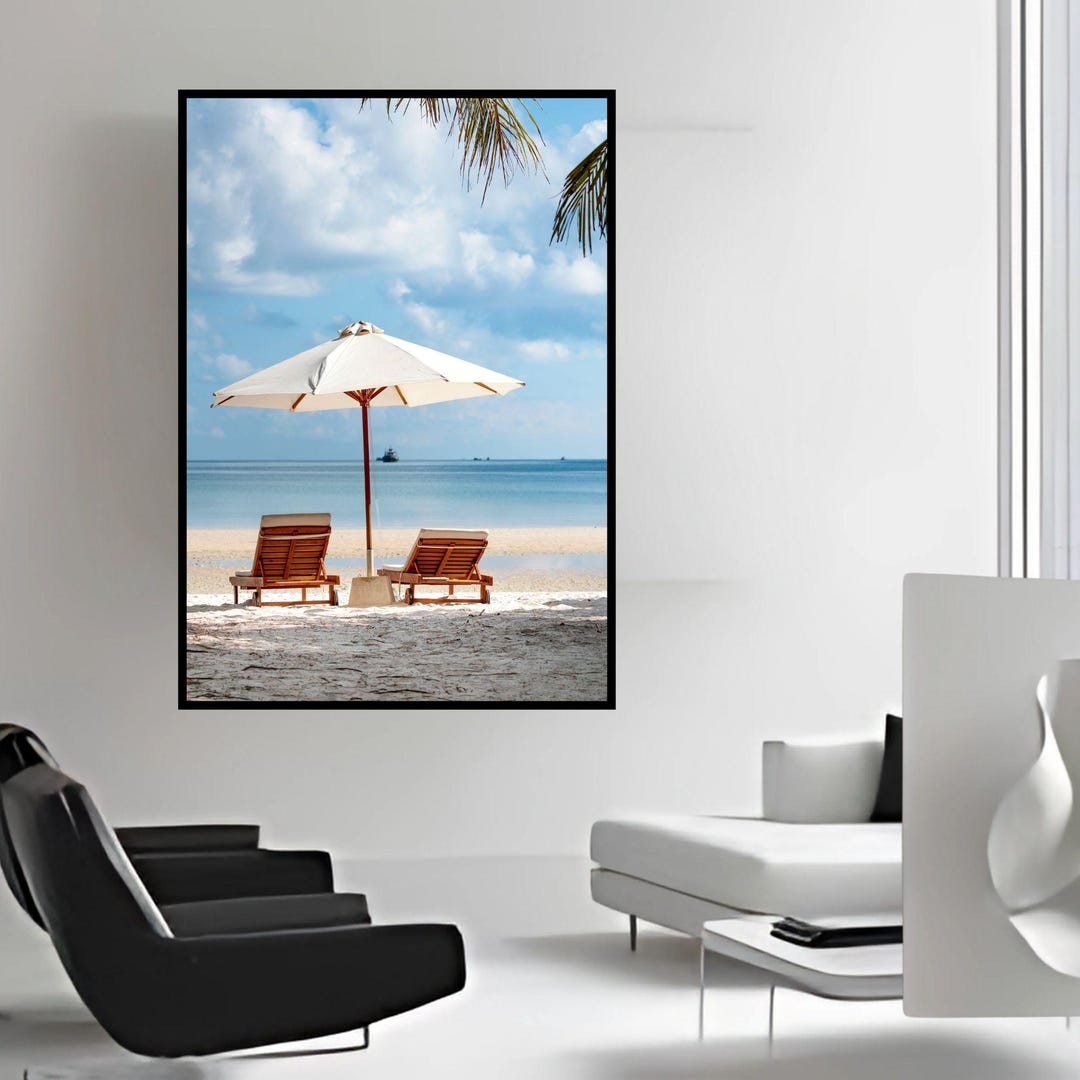 Canvas Wall Art, Beach Palm Relaxation Print, Stretched Matte Decor, 1 ...