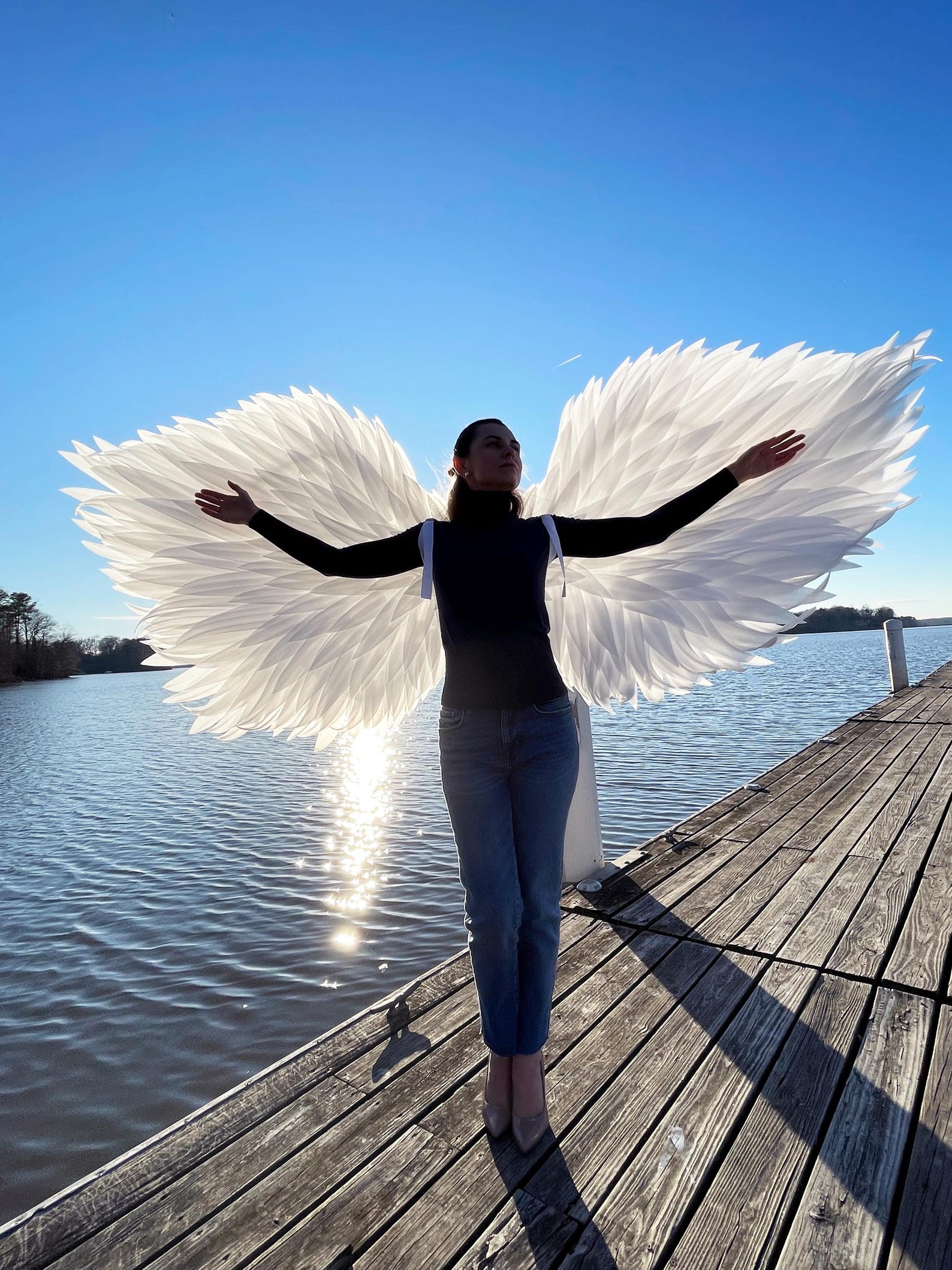 White Angel Wings, White Moving Wings, Flexible Wings, White Wings ...
