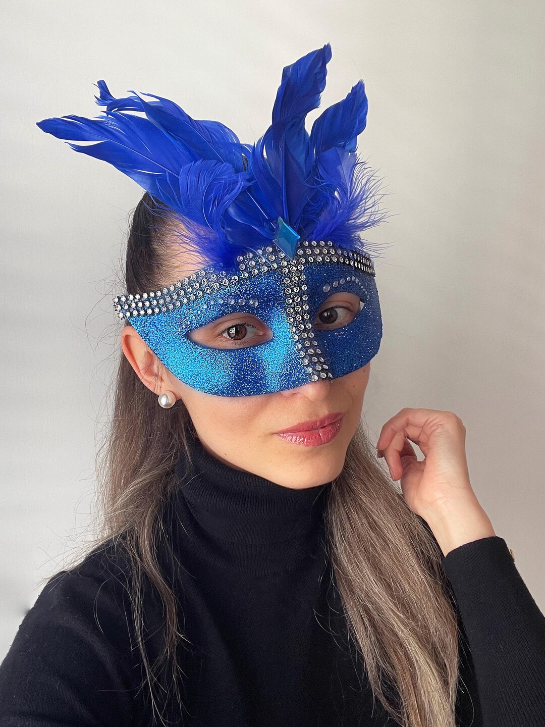 Blue Feather Mask, Bird Mask, Masquerade Masks Women, Mardi Gras Mask ...