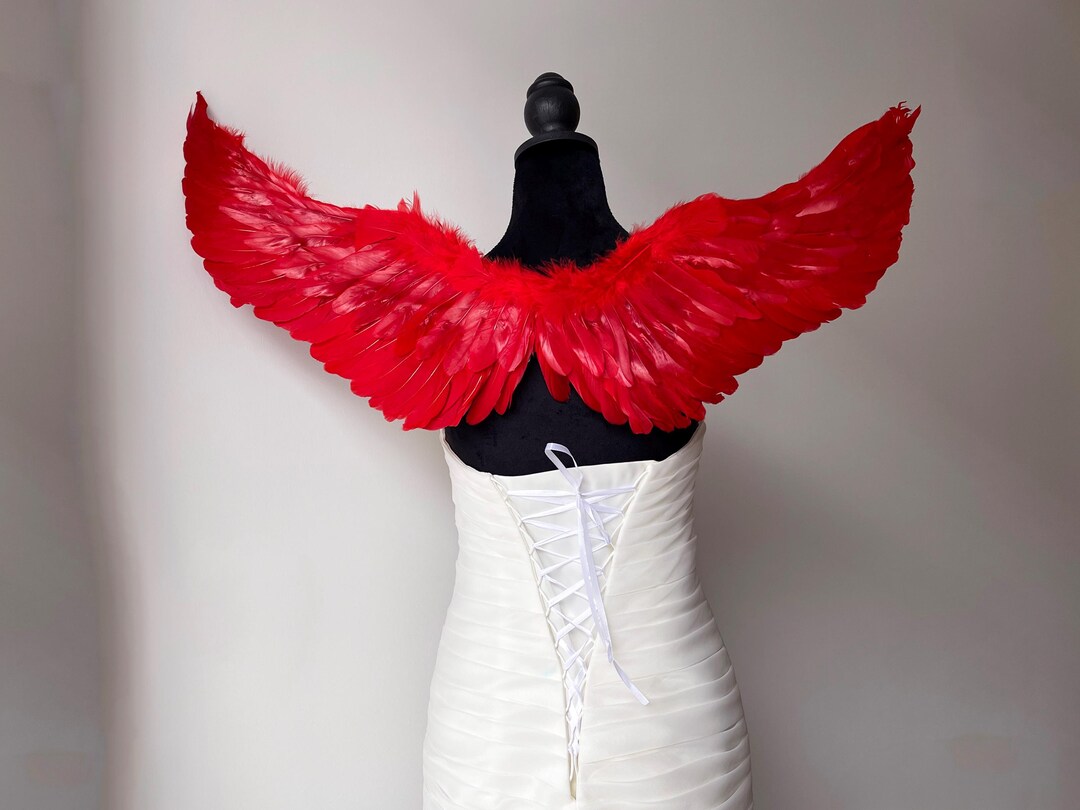 Red Feather Wings, Angel Wings for Show, Halloween Wings, Red Angel ...
