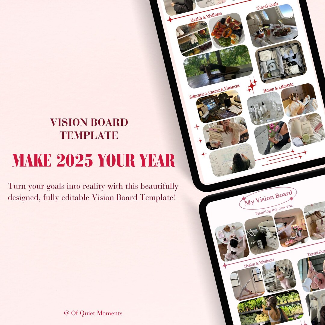 2025 Vision Board Template | Manifestation Board | Goal Setting ...