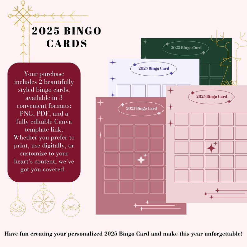 2025 Goal Setting Bingo Card Template – Editable Canva | Vision Board ...