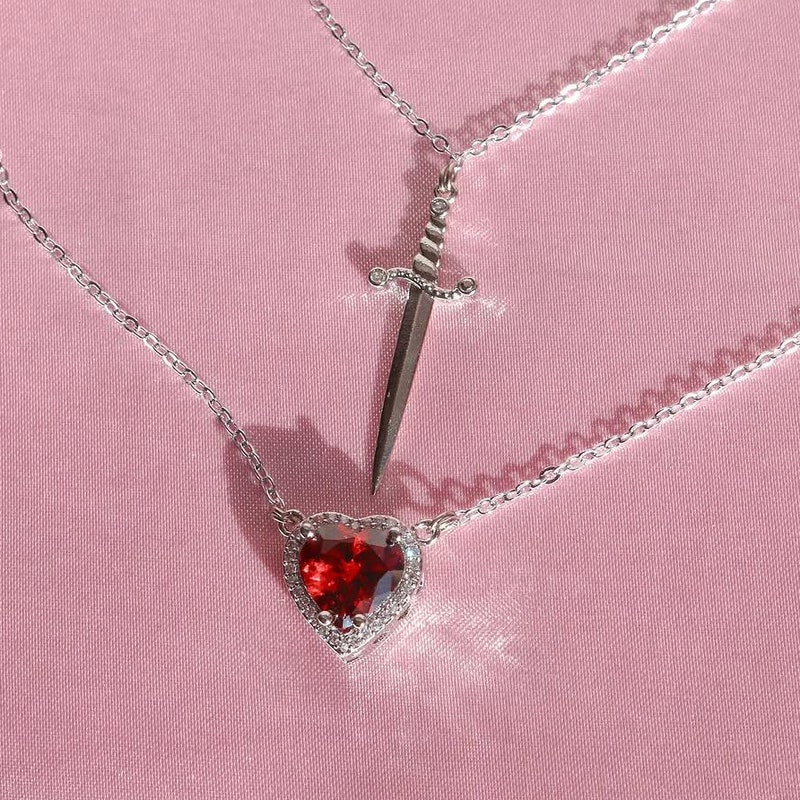 Heart and Sword Necklace - Etsy