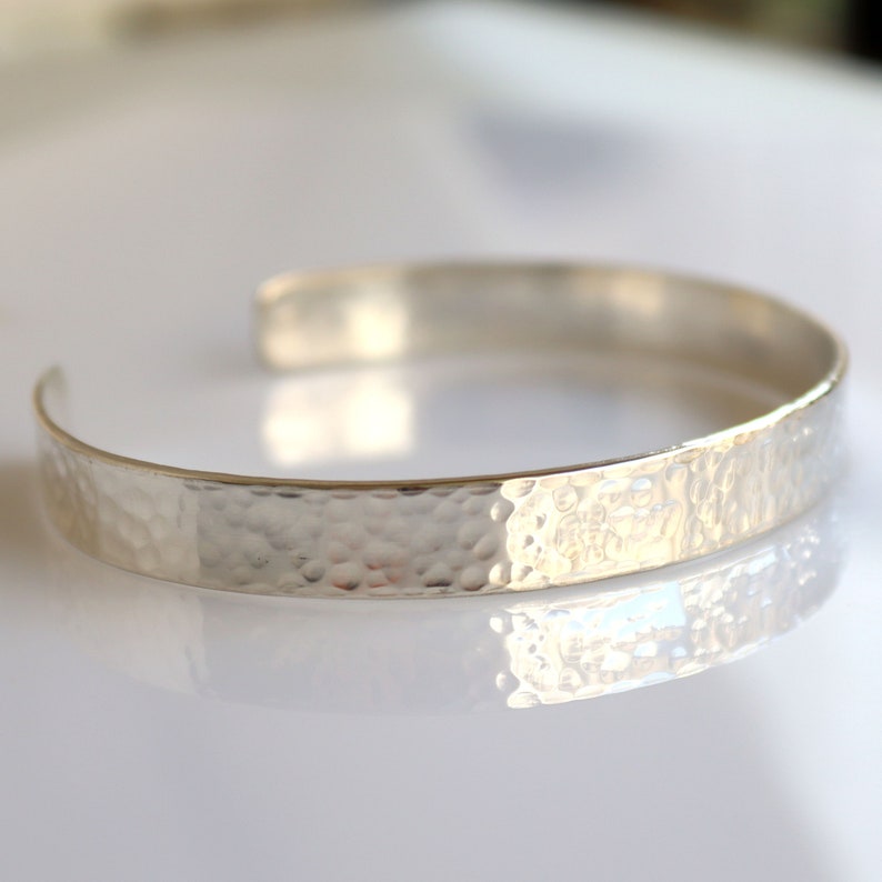 Hammered Silver Cuff Bracelet Custom Engraved Message Personalized ...