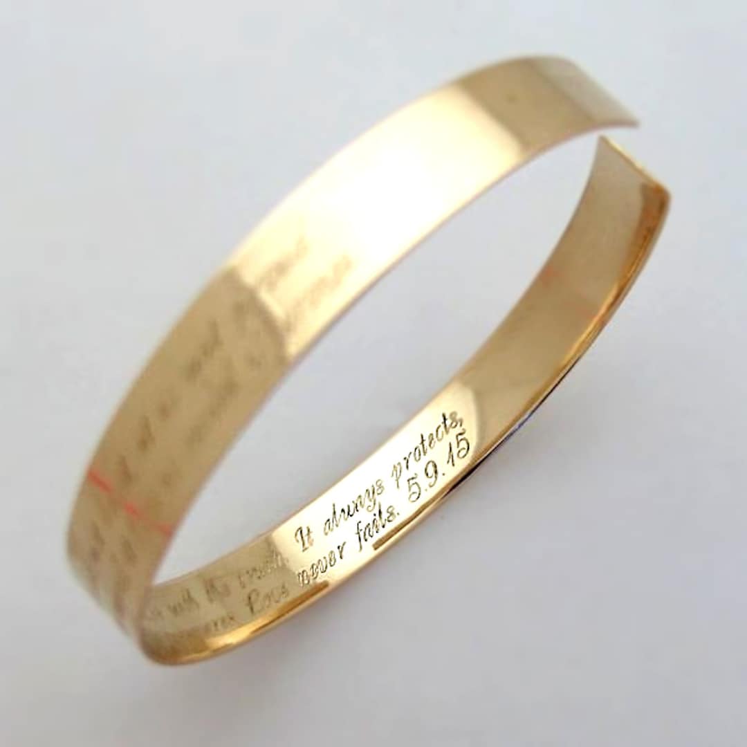 Personalized Gold Bracelet Secret Message, Two Sides Engraved Bracelet ...