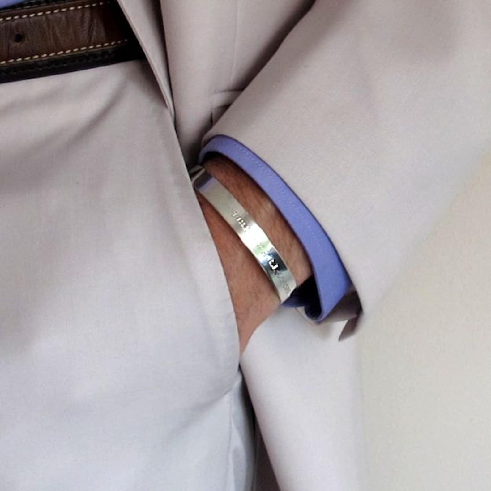 Custom Silver Plain Cuff Bracelet Flat Cuff Bangle for Men Smooth High ...