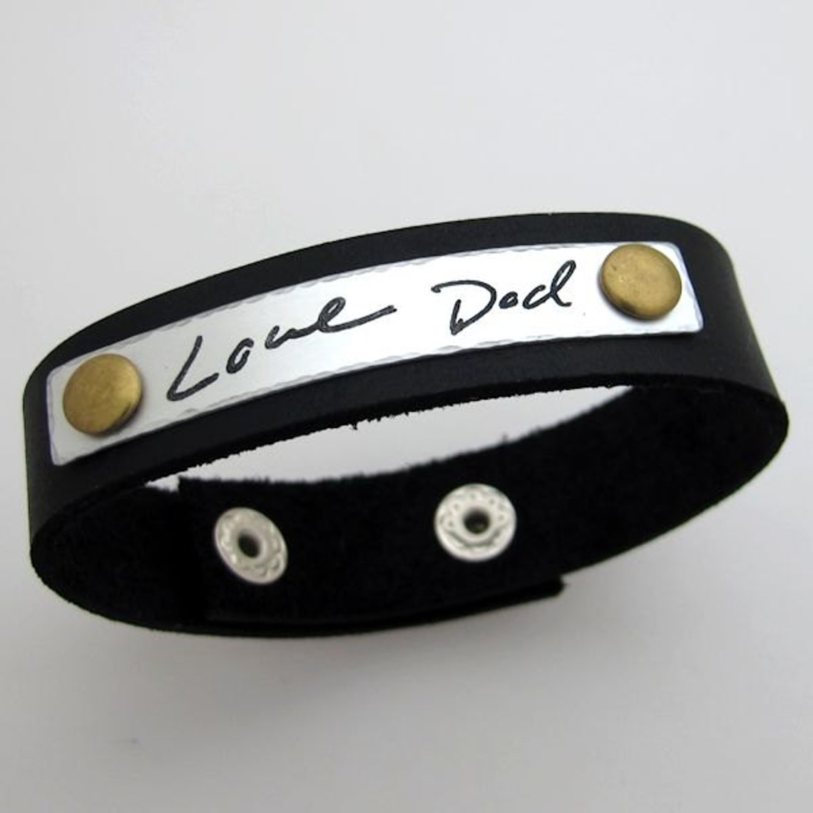 Custom Dad Signature Bracelet Leather Bracelet for Men Engraved Actual ...