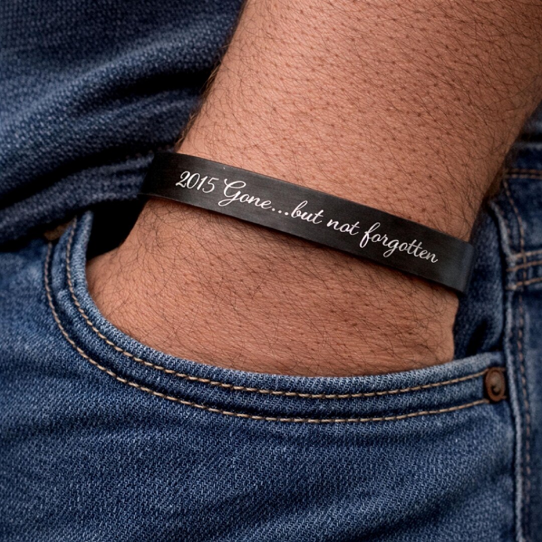 Never Forgotten Cuff Bracelet – Custom Memorial Gift, in Loving Memory ...