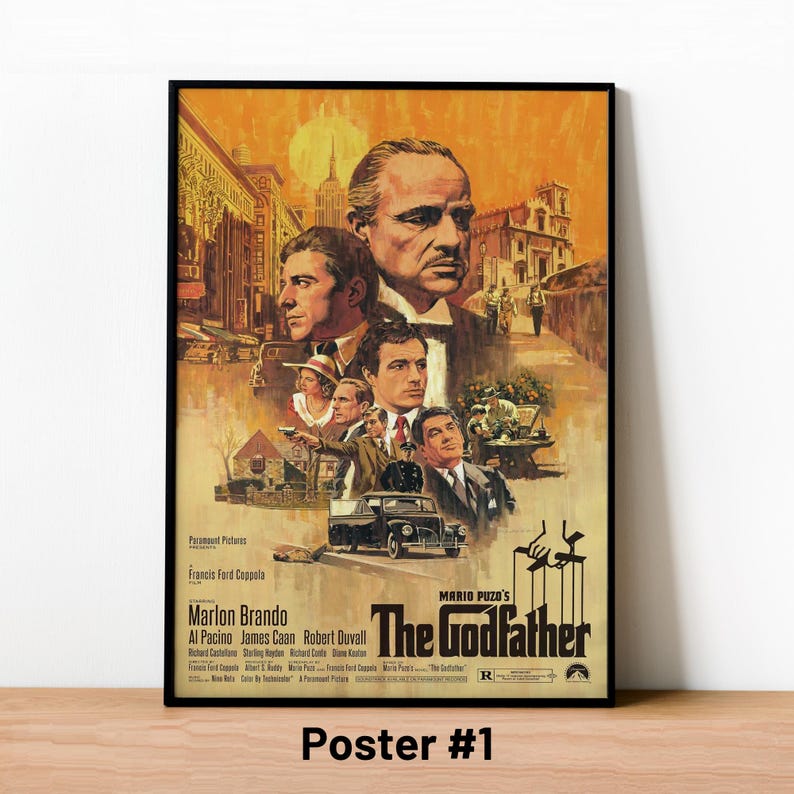 The Godfather Poster, Classic Vintage Movie Poster, the Godfather 1972 ...