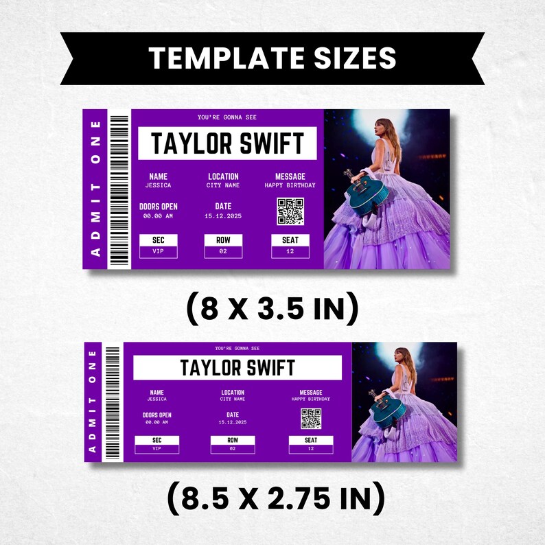 Editable Concert Ticket Template, Custom Concert Ticket Gift, DIY Event Ticket, Surprise ...
