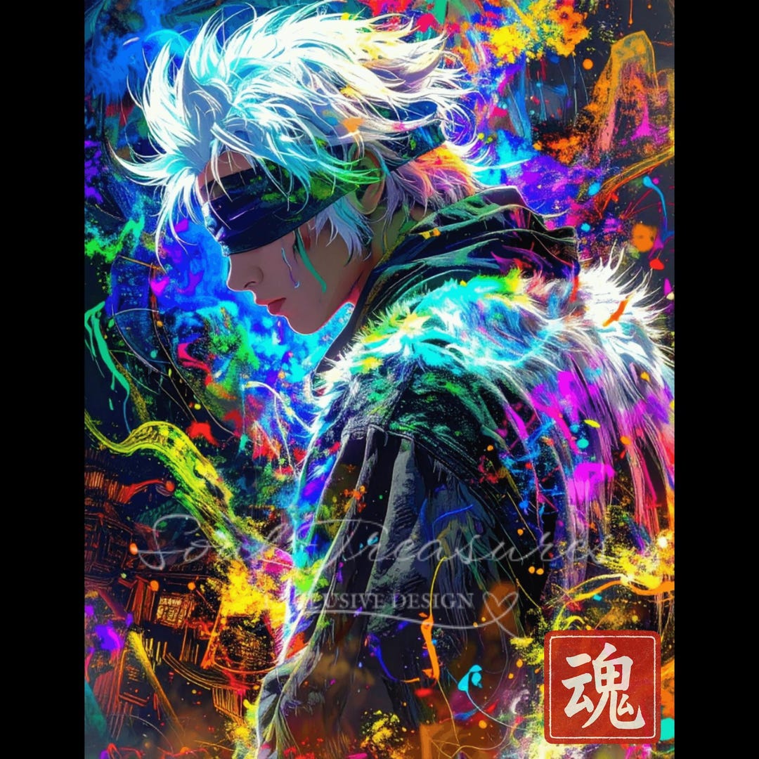 Gojo Satoru Neon Fanart Poster: Jujutsu Kaisen Wall Art (PNG & JPG ...