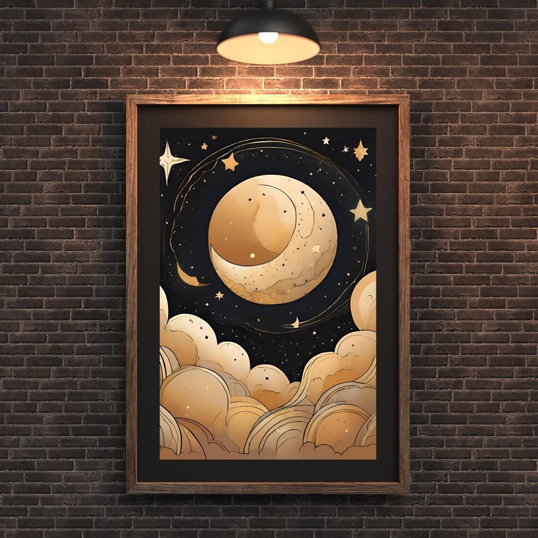 Hand-drawn Moon Art Digital Wall Decor for Home - Etsy