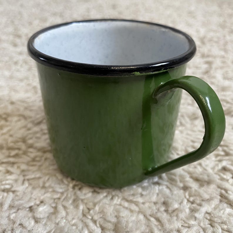 Vintage Soviet Enamel Mug. Original Army Green Cup USSR. Russian Army ...