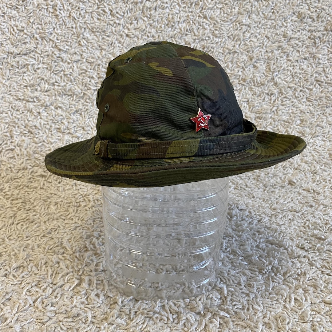 Soviet Vintage VSR 93 Boonie Bucket Hat W/ Star. Original Military Camo ...