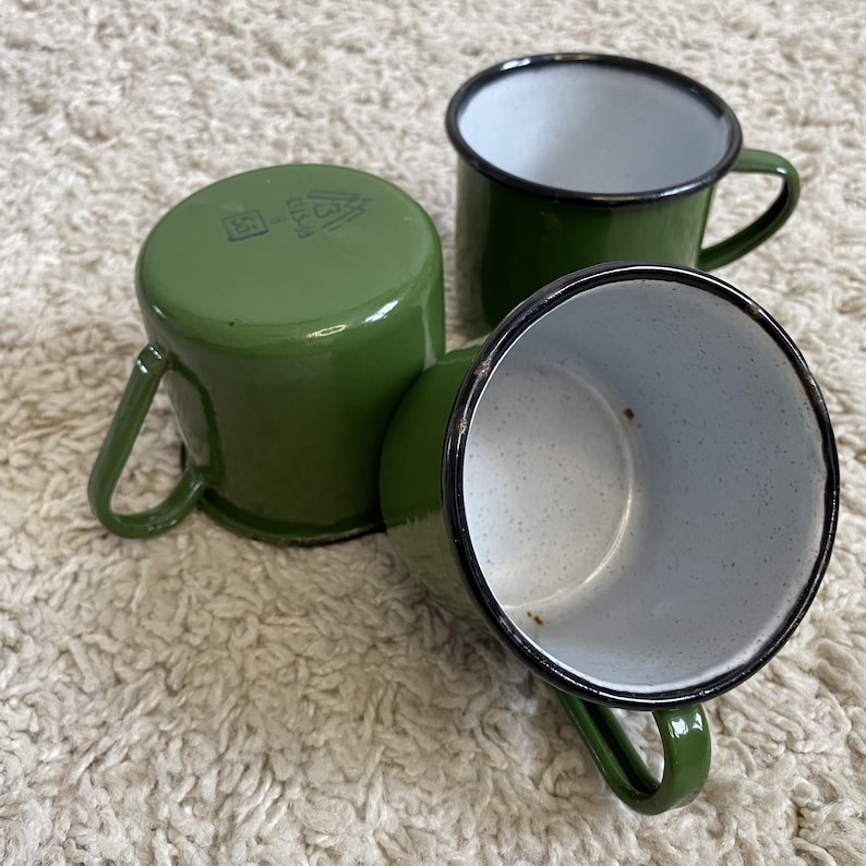 Vintage Soviet Enamel Mug. Original Army Green Cup USSR. Russian Army ...