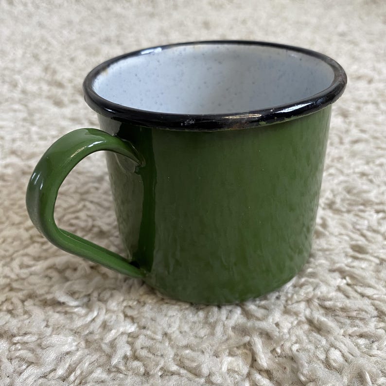 Vintage Soviet Enamel Mug. Original Army Green Cup USSR. Russian Army ...