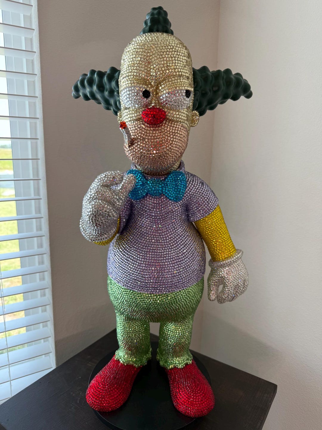 24" Krusty the Clown Sculpture Covered in Over 14000 Rhinestones - Etsy