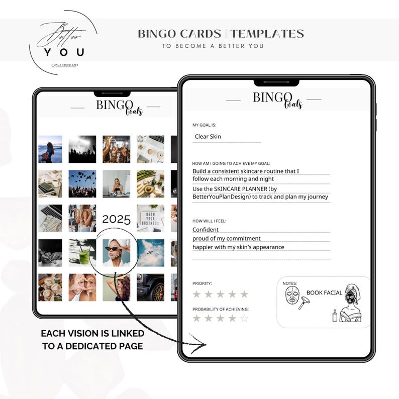 2025 VISION BOARD BINGO | Template, Card, Plan Your Goals With 24 ...