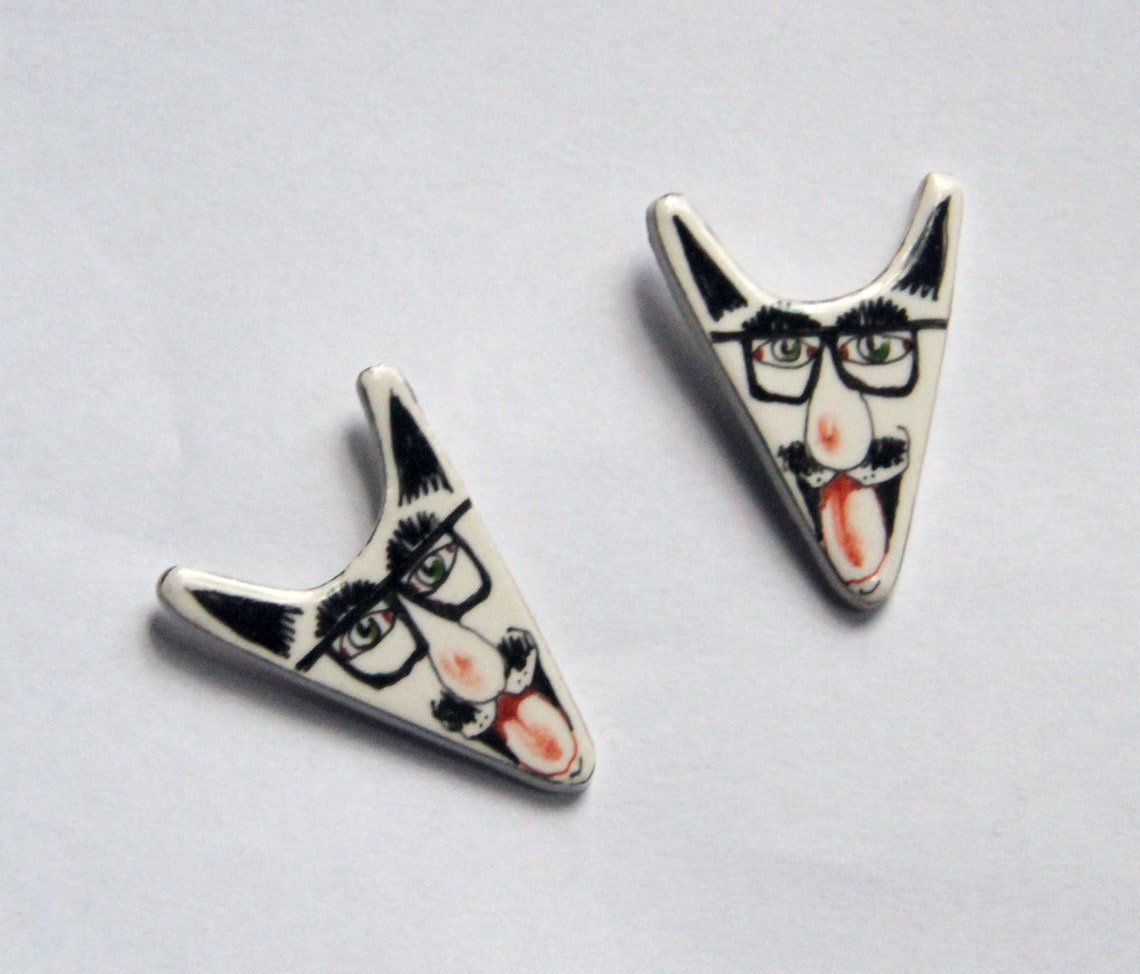Vintage Fred Babb Cat Face Porcelain Earrings - Etsy